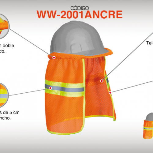 CUBRE NUCA HIGH VISIBILITY CON ELÁSTICO PARA CASCO JYRSA WW-2001ANCRE ...